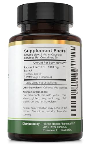 High potency papaya leaf capsules