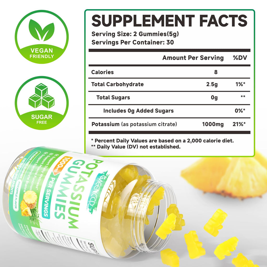 high potency potassium gummies pineapple flavour
