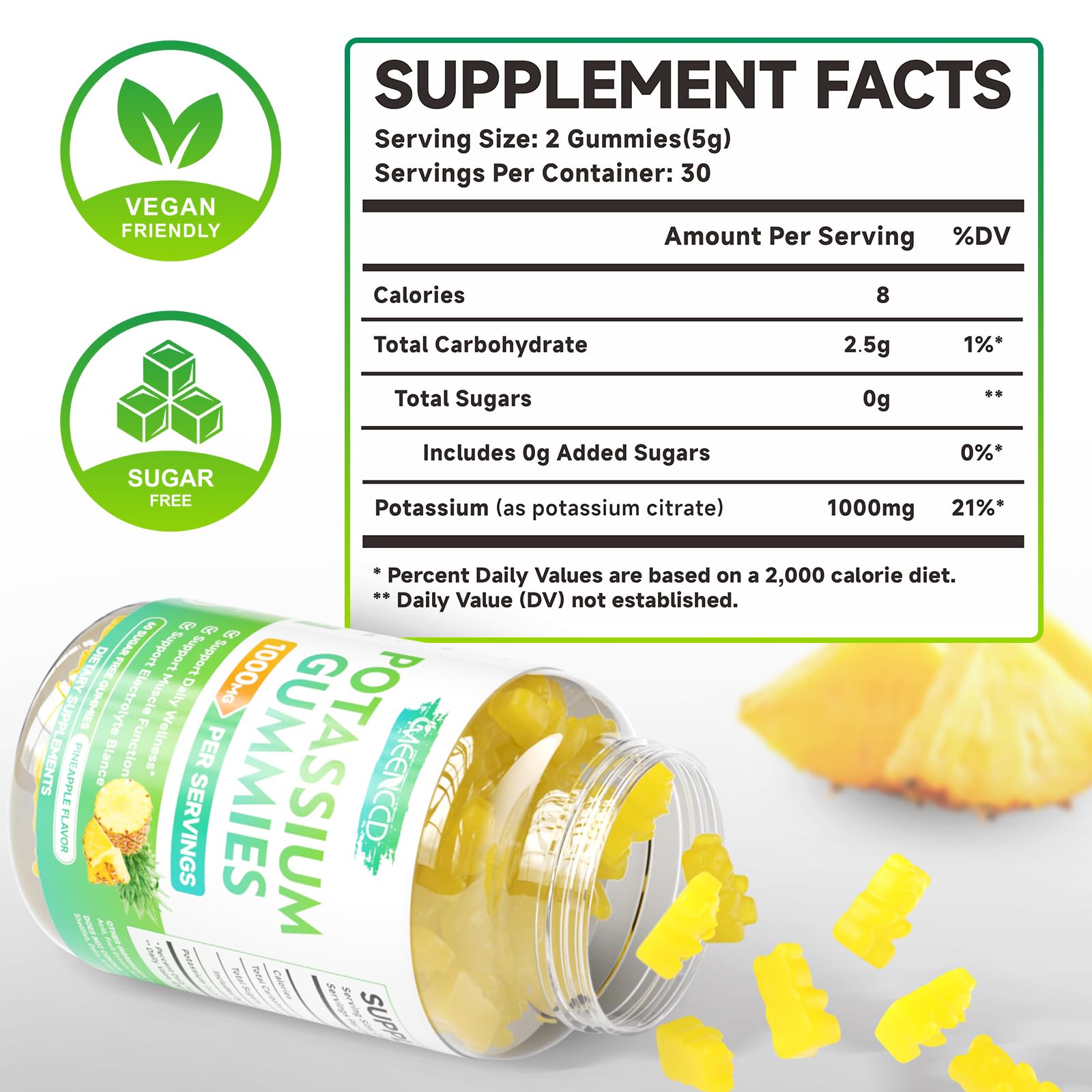 high potency potassium gummies pineapple flavour