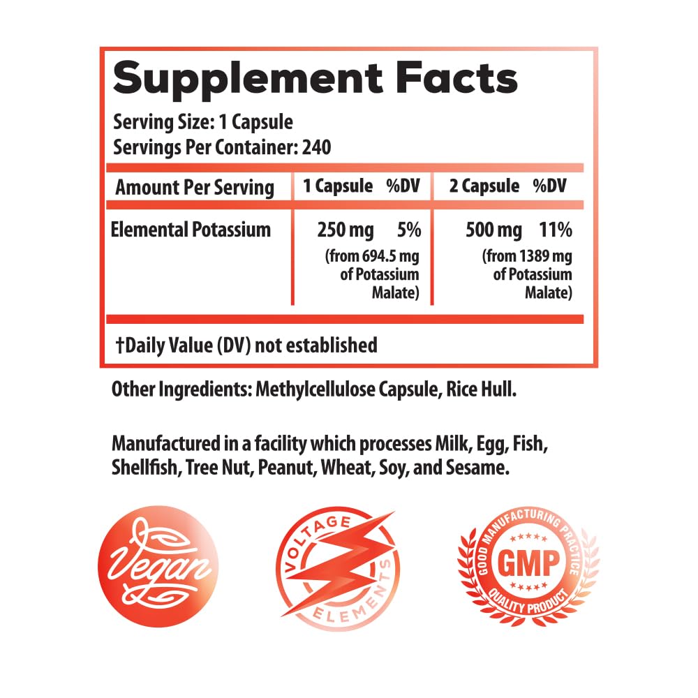 High potency potassium supplement capsules