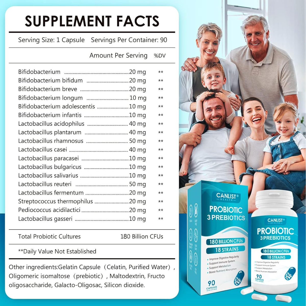 high potency probiotics 180 billion CFUs