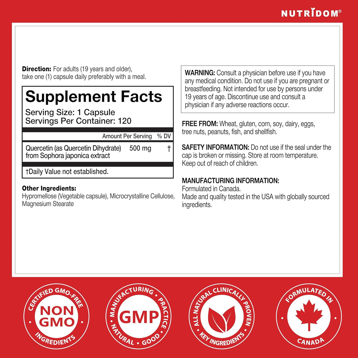 High potency quercetin for wellness