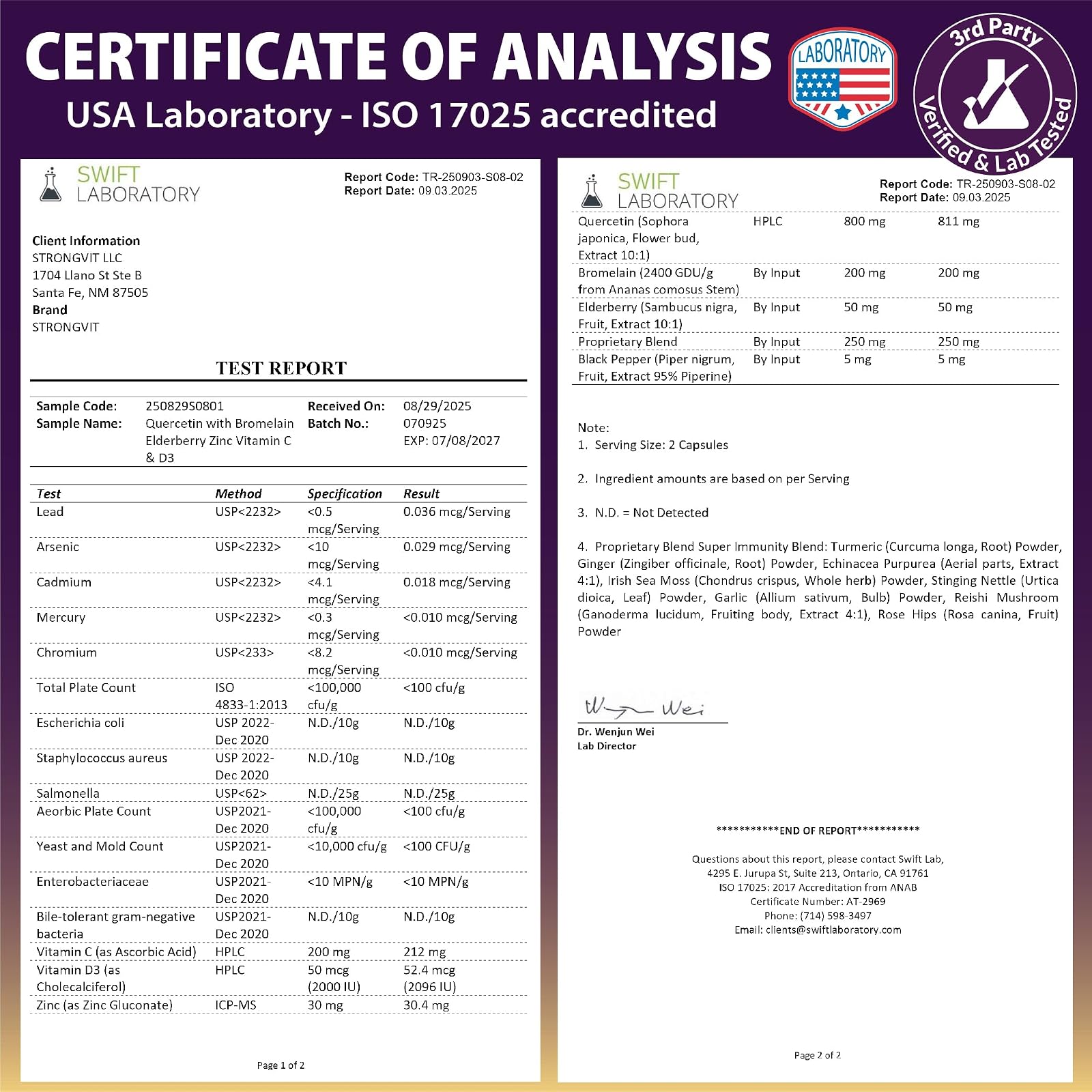 High potency Quercetin formula