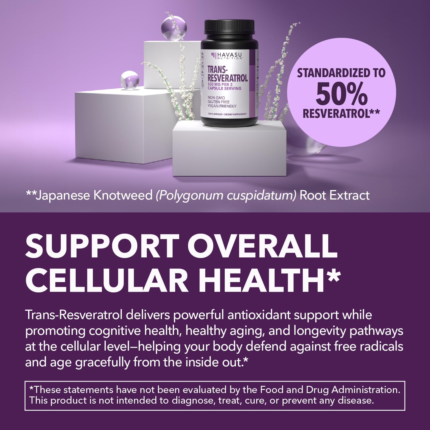 High potency resveratrol supplement capsules