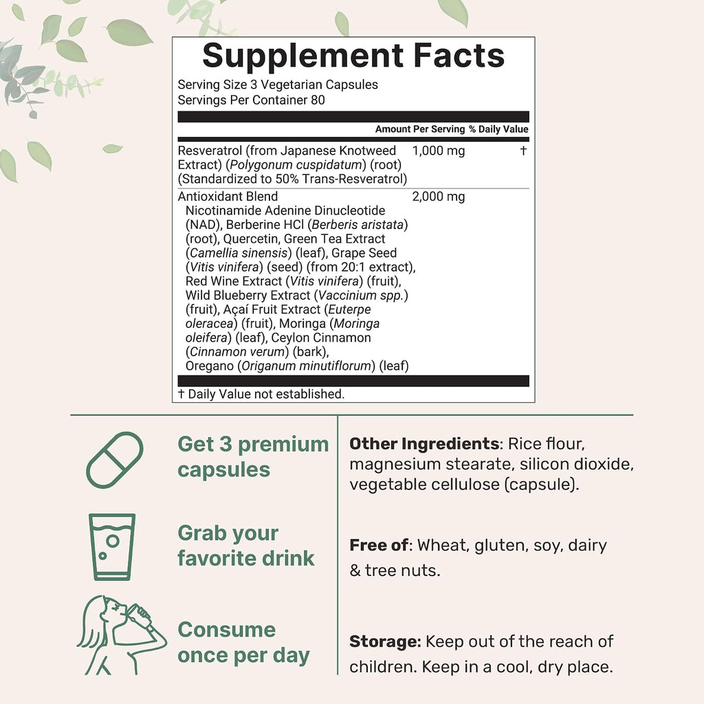 High potency Resveratrol veggie capsules