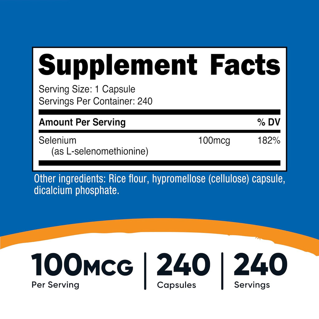 High potency selenium capsules 100 mcg