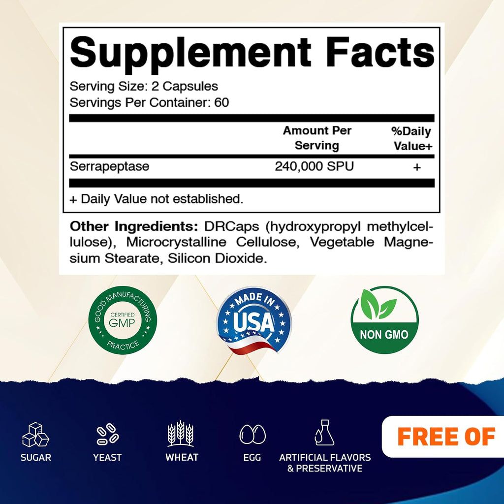 High potency Serrapeptase capsules