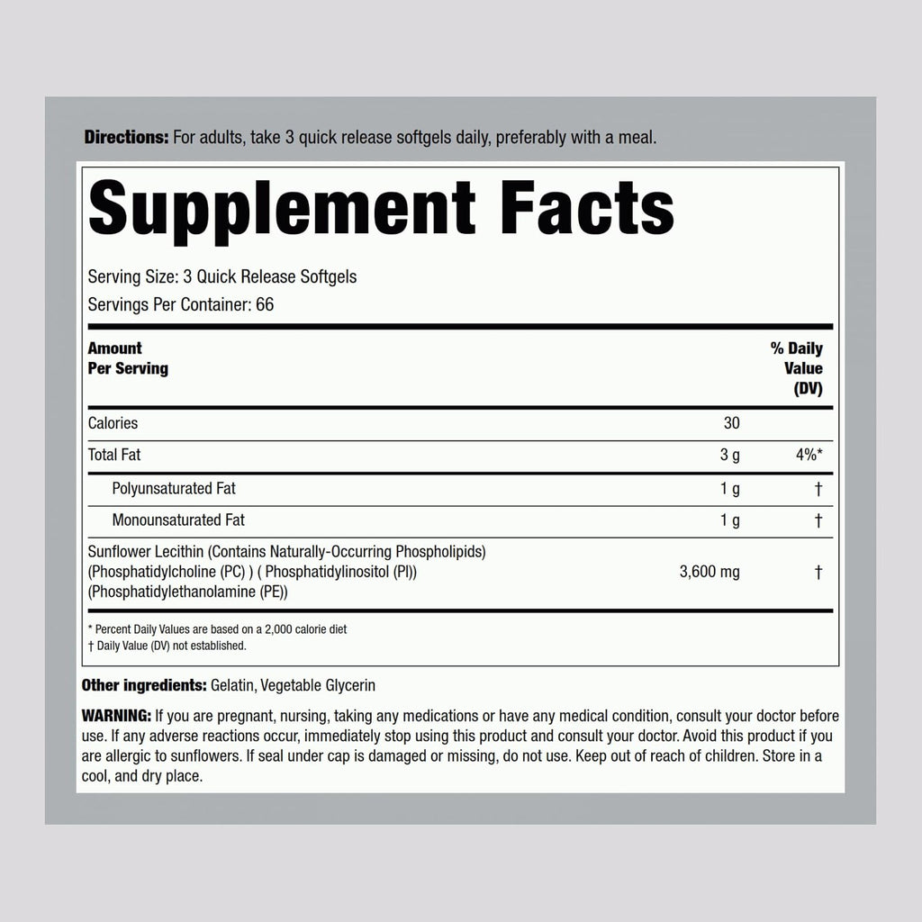 High potency sunflower lecithin capsules