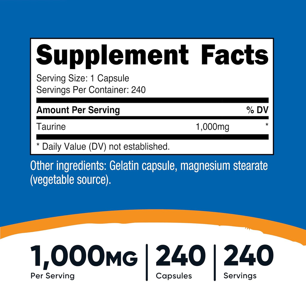 High potency taurine 1000 mg capsules