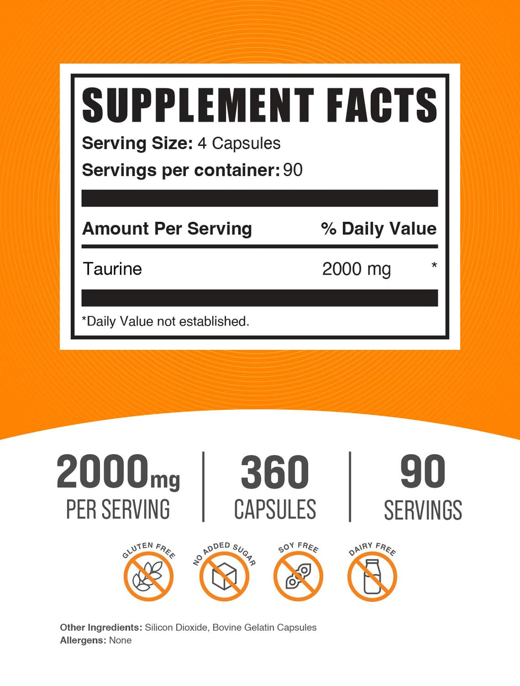 high potency taurine capsules 2000 mg