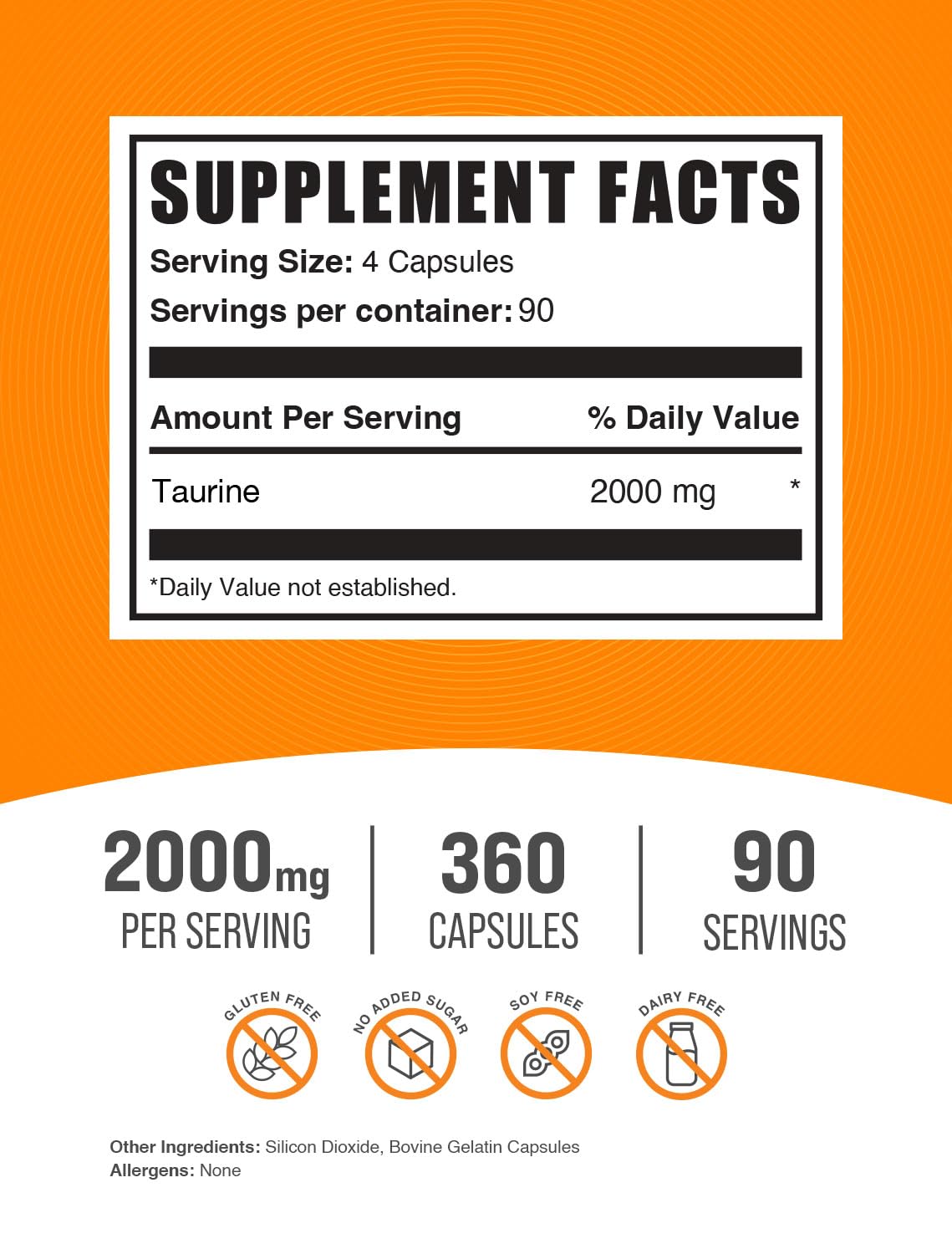 high potency taurine capsules 2000 mg