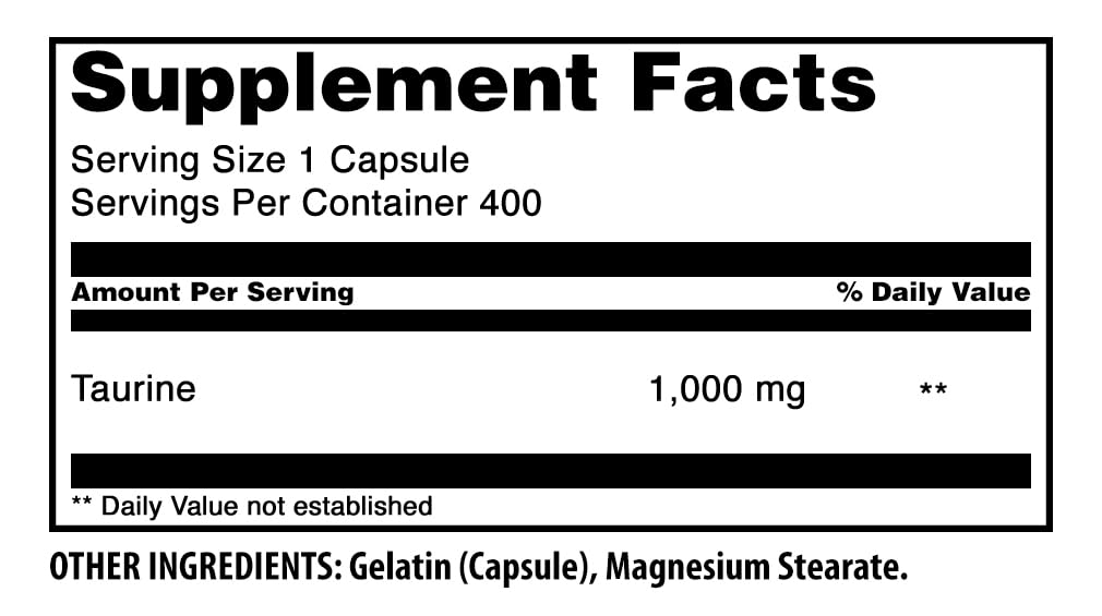 High potency taurine supplement for energy