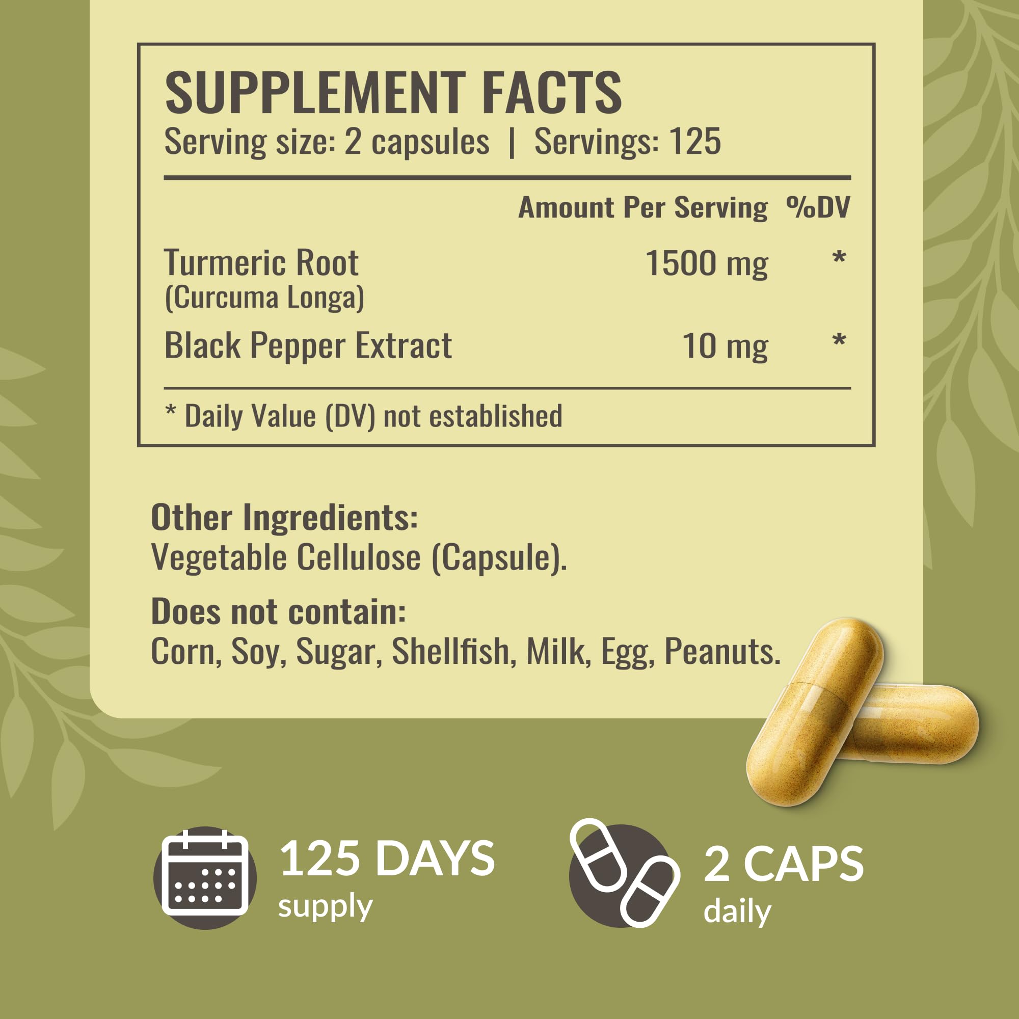 high potency turmeric capsules 250 count
