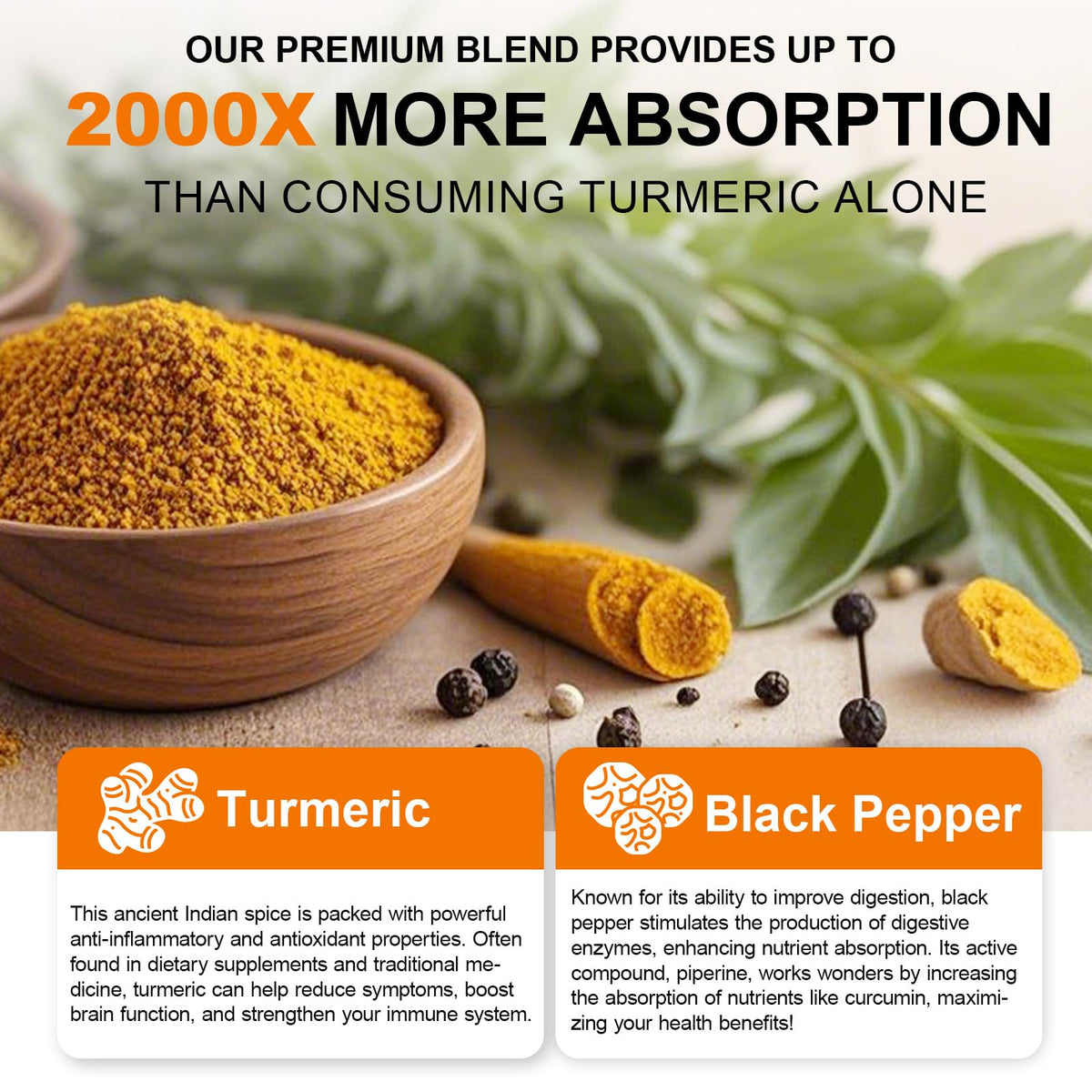 High potency turmeric capsules with ginger