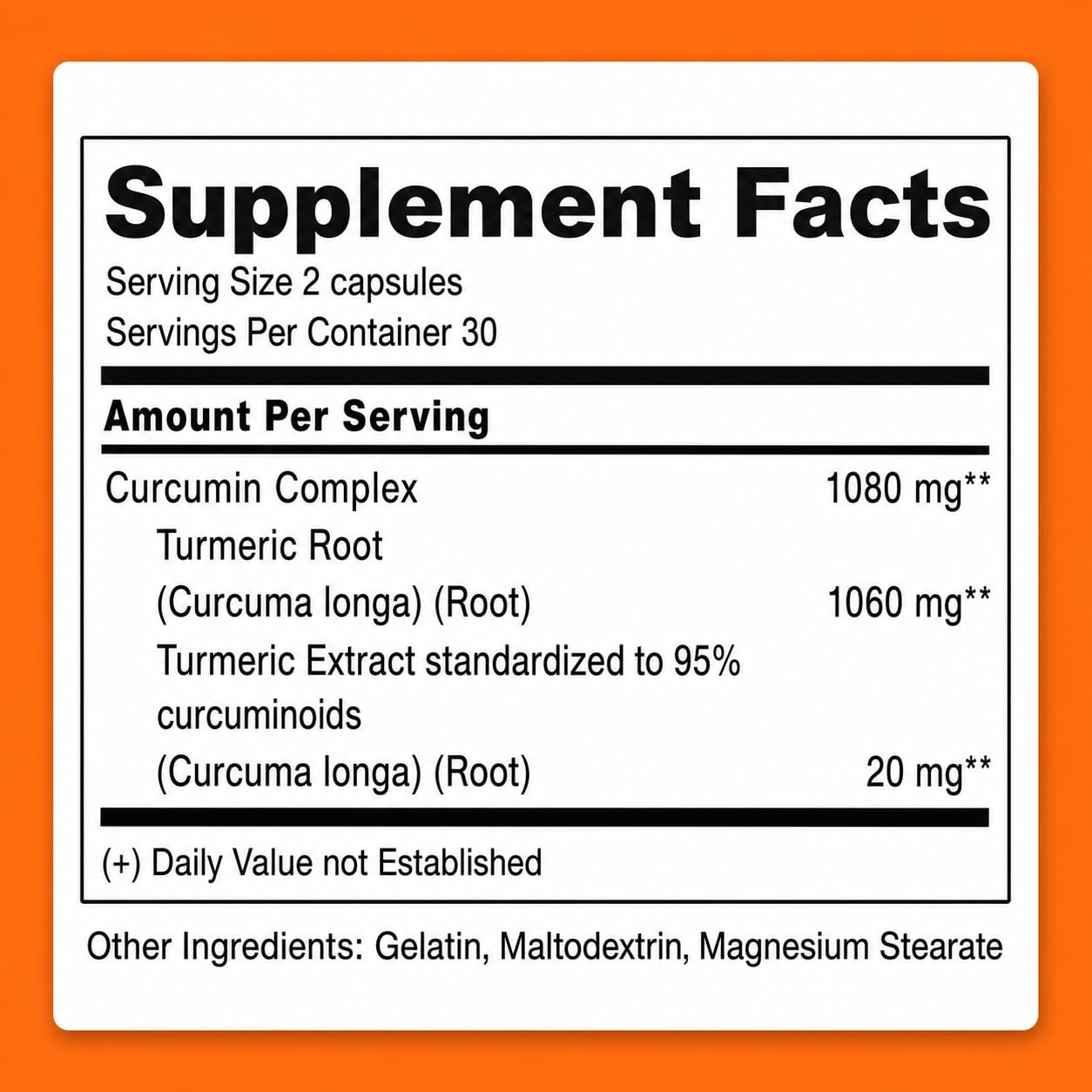 High potency turmeric supplement