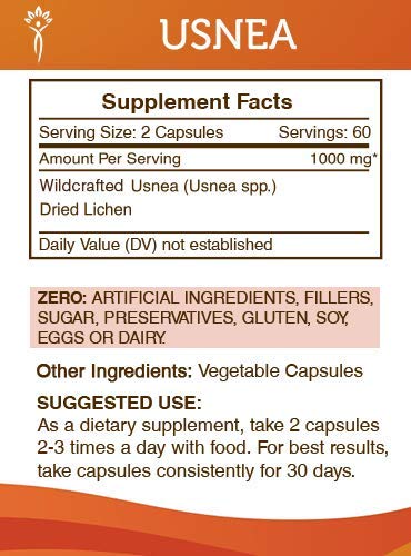 High potency Usnea capsules 1000 mg