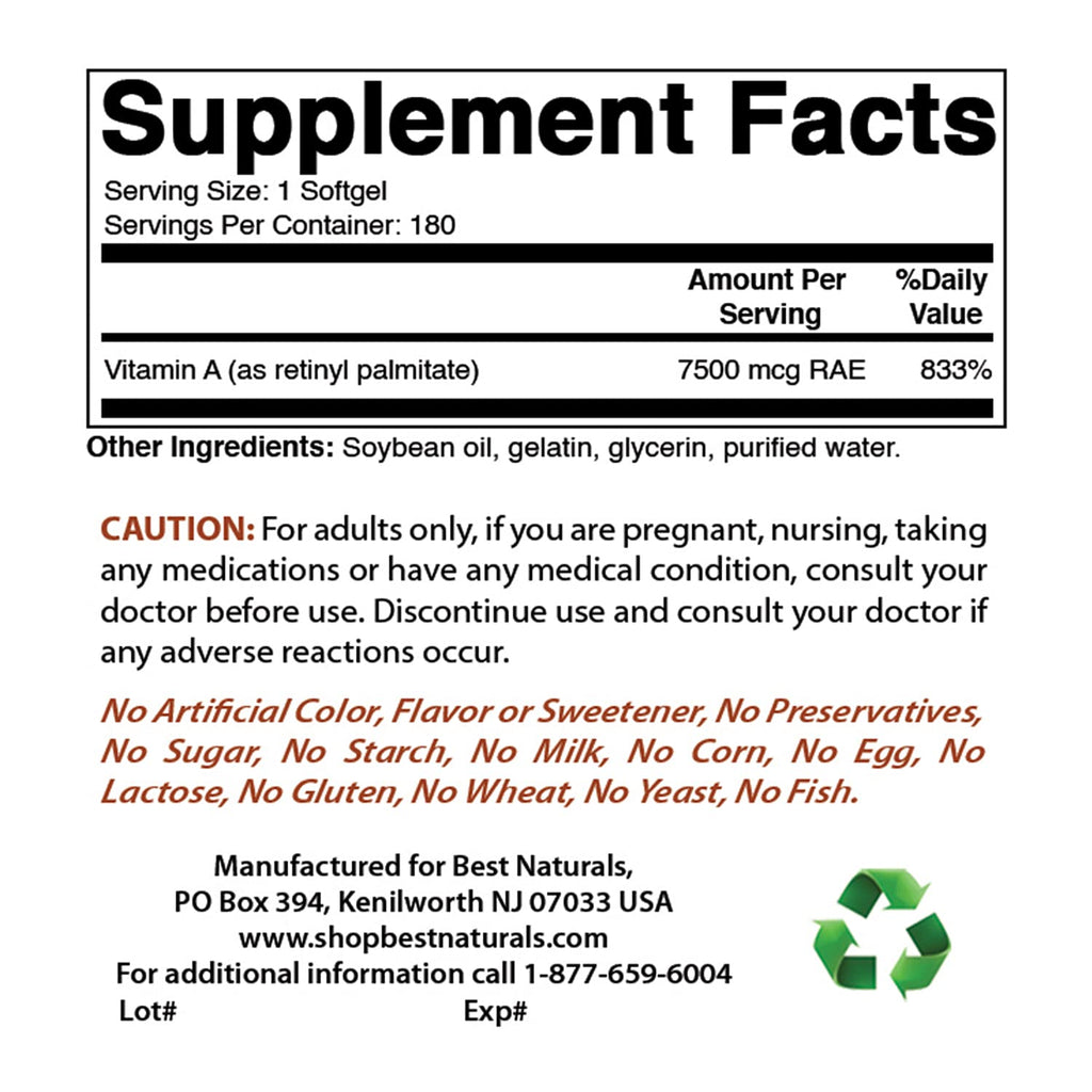 High potency Vitamin A 25000 IU