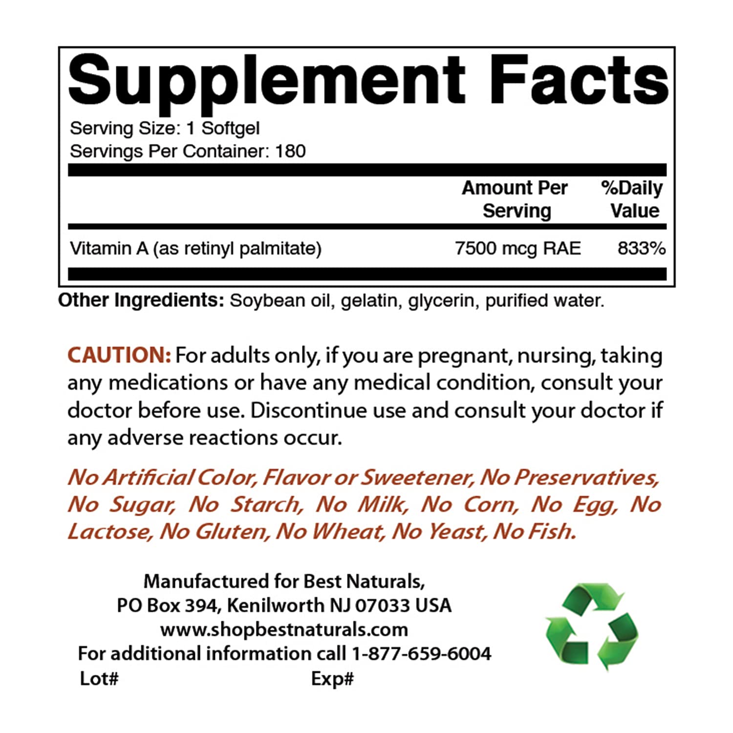 High potency Vitamin A 25000 IU