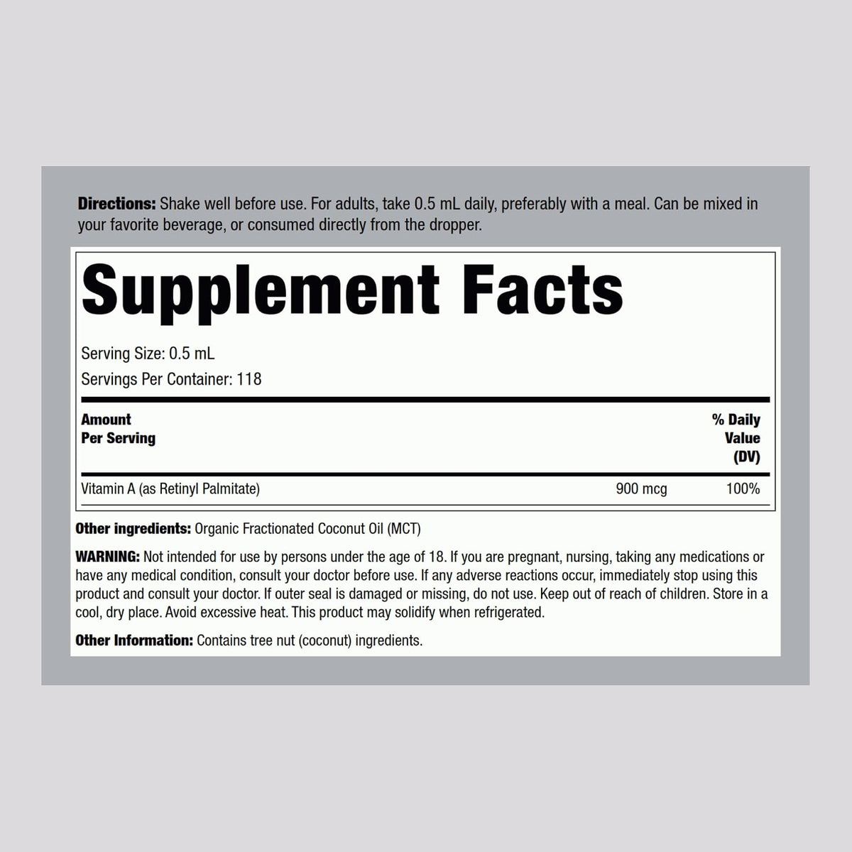 High potency Vitamin A drops