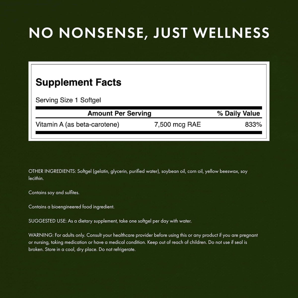 High potency vitamin A supplement
