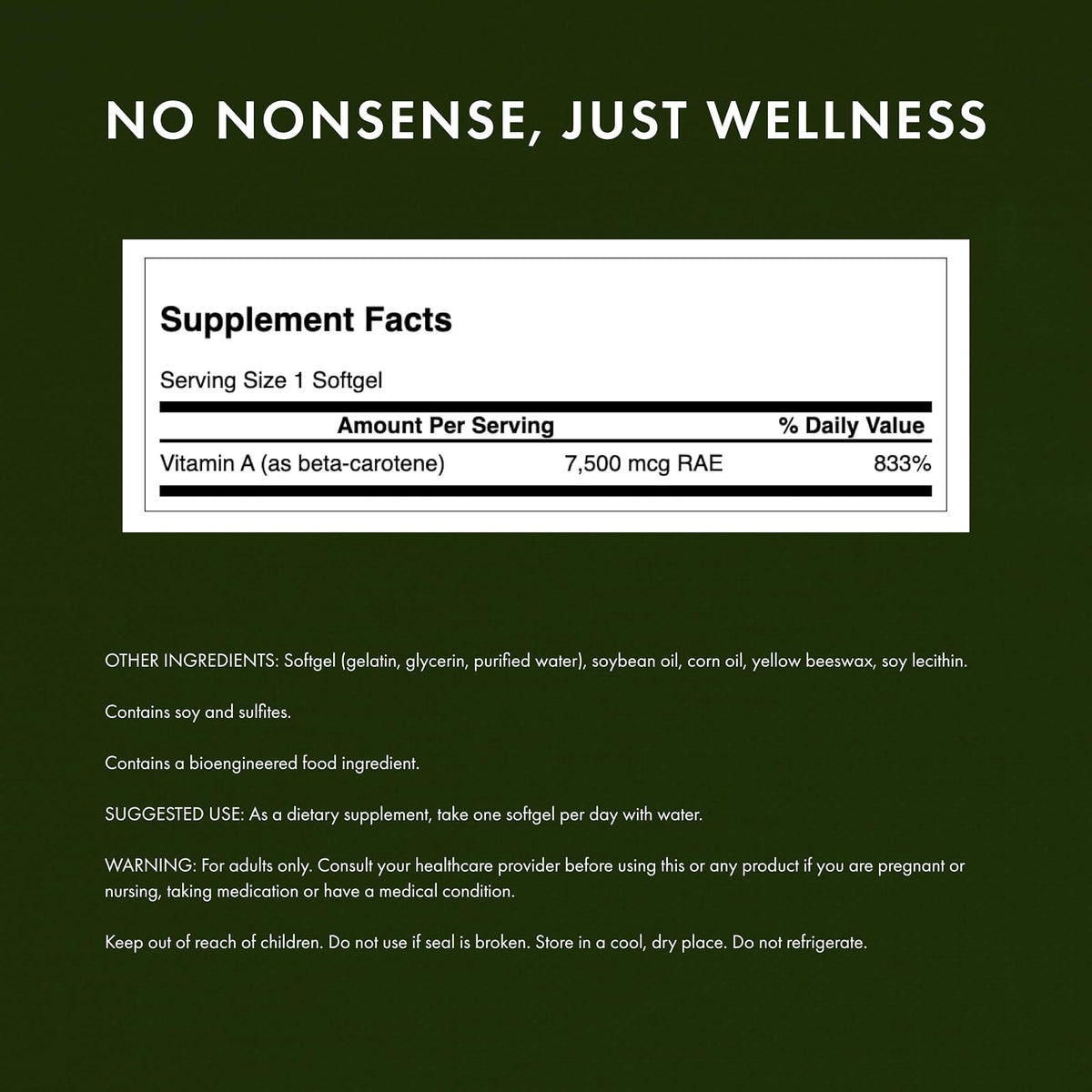 High potency vitamin A supplement