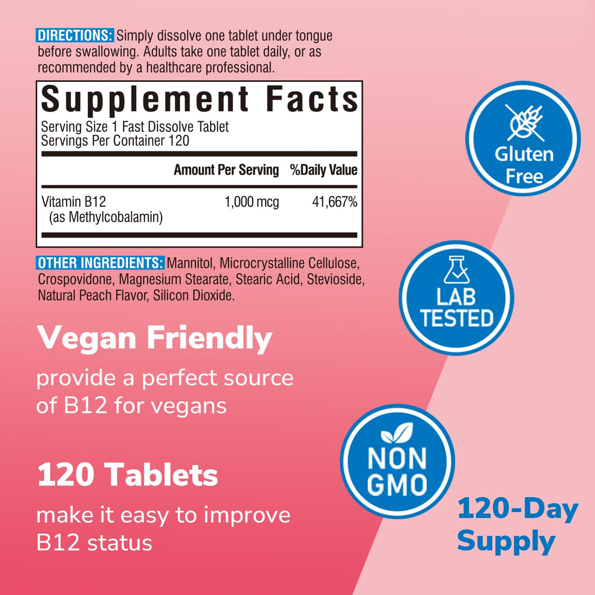 high potency Vitamin B12 1000 mcg