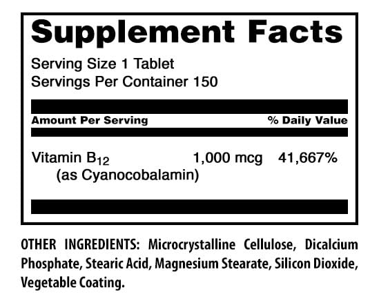 High potency Vitamin B12 tablets
