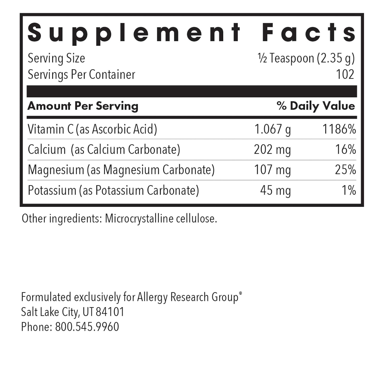 High potency vitamin C 1000mg powder