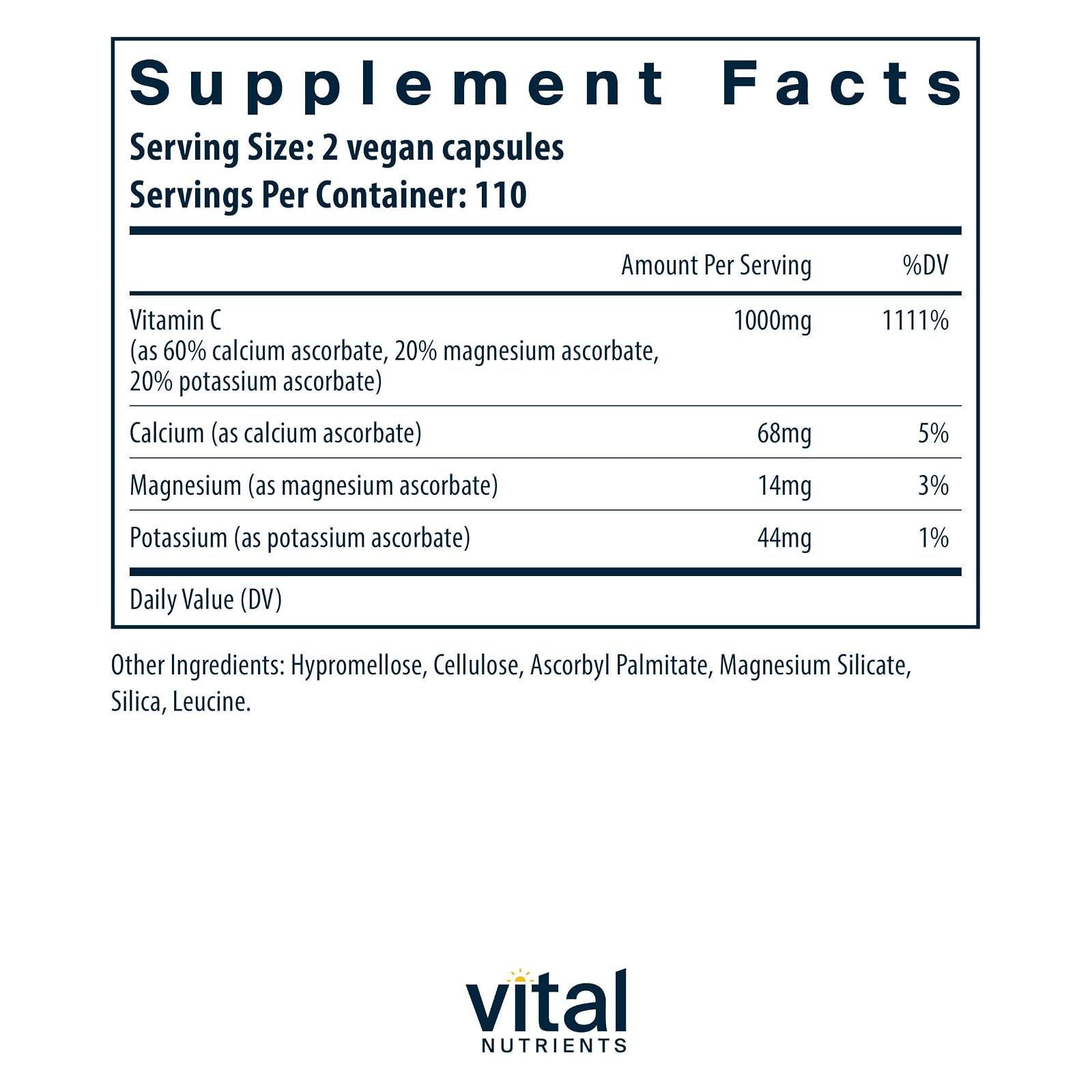 High potency vitamin C 500 mg supplement