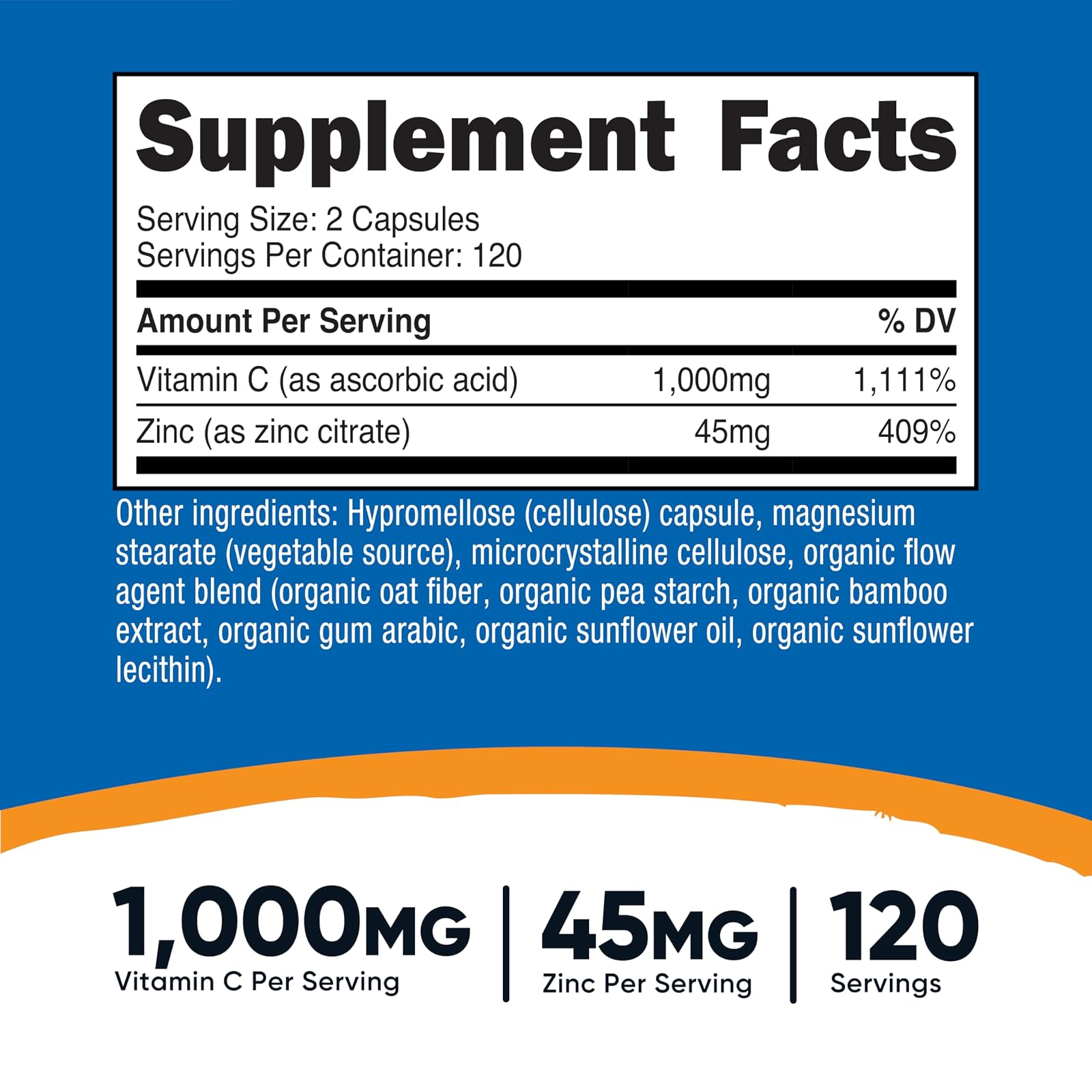 High potency Vitamin C capsules