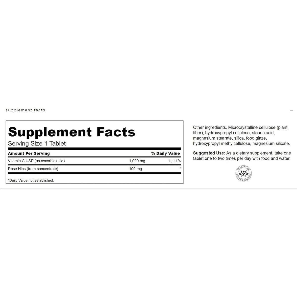 High potency Vitamin C tablets