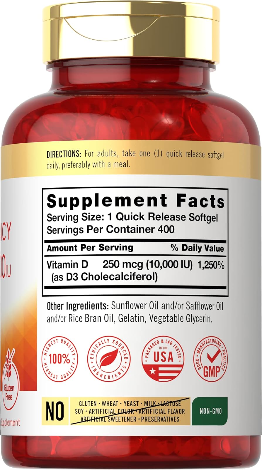 High potency vitamin D softgels