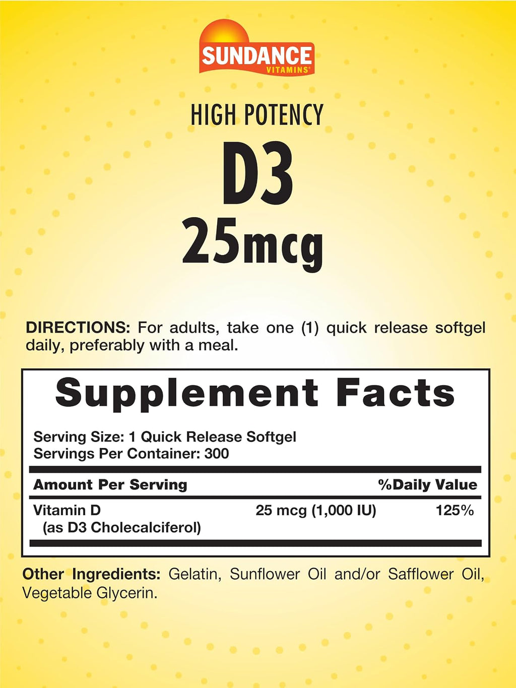 High potency Vitamin D3 1000 IU capsules