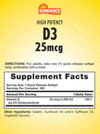 High potency Vitamin D3 1000 IU capsules