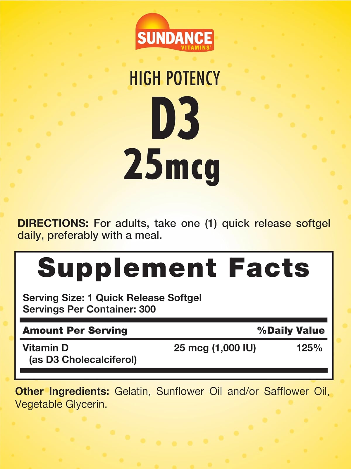 High potency Vitamin D3 1000 IU capsules