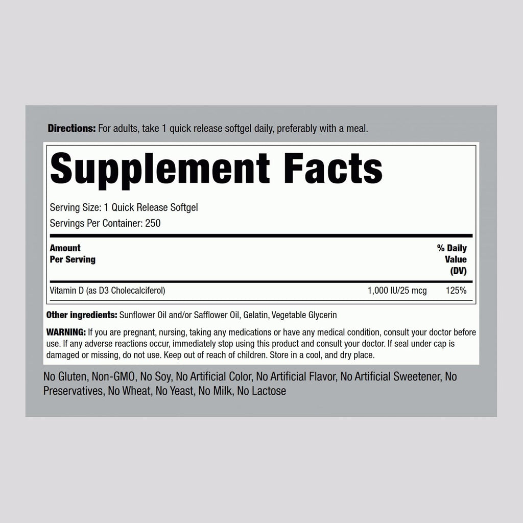 High potency Vitamin D3 1000 IU