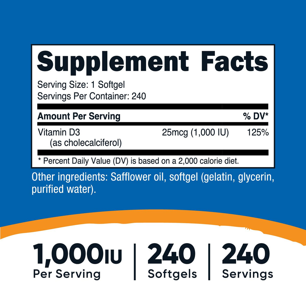 High potency Vitamin D3 1000 IU