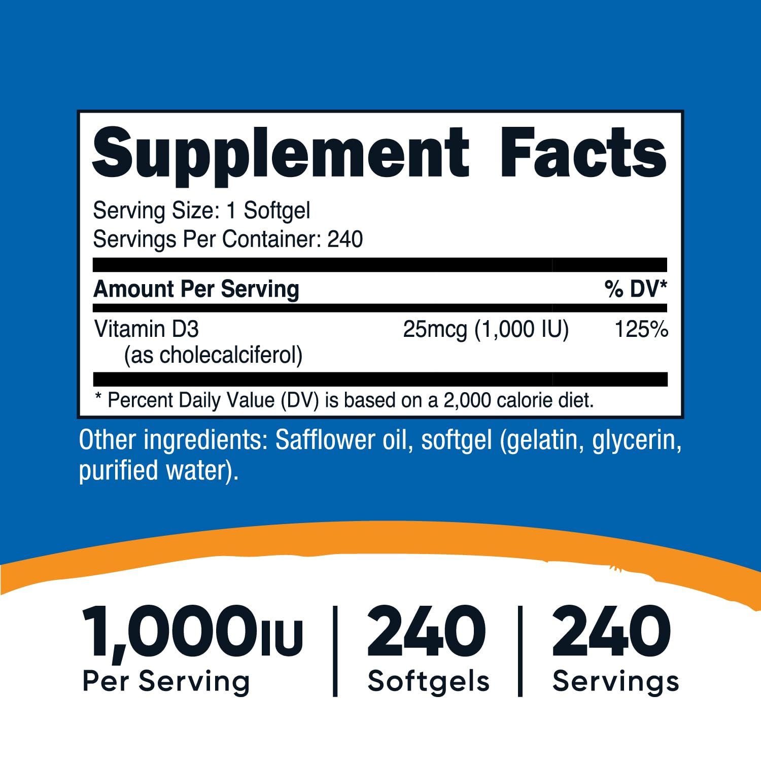 High potency Vitamin D3 1000 IU