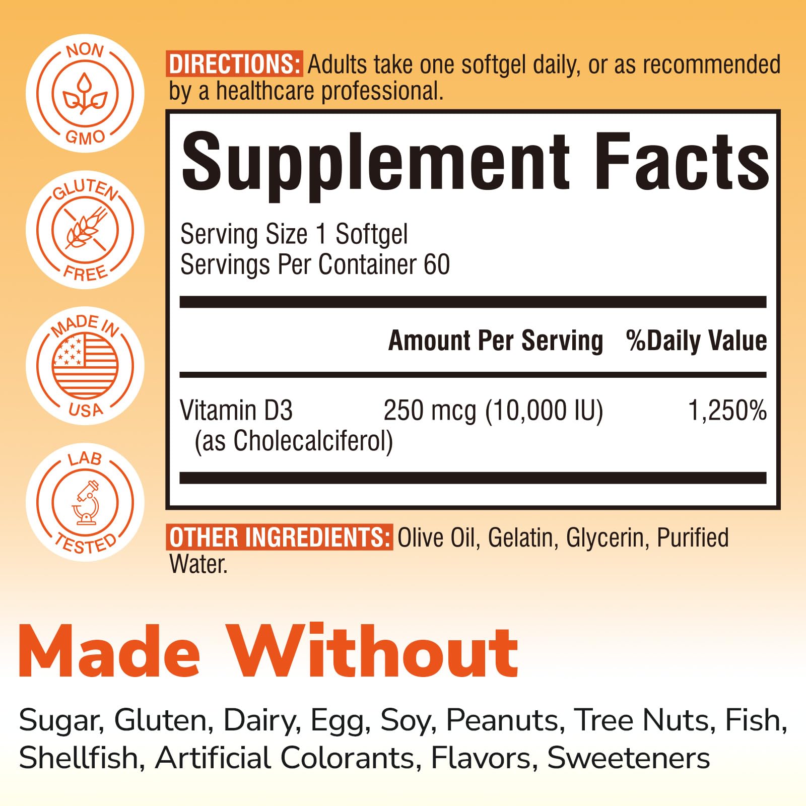 High potency Vitamin D3 10000 IU