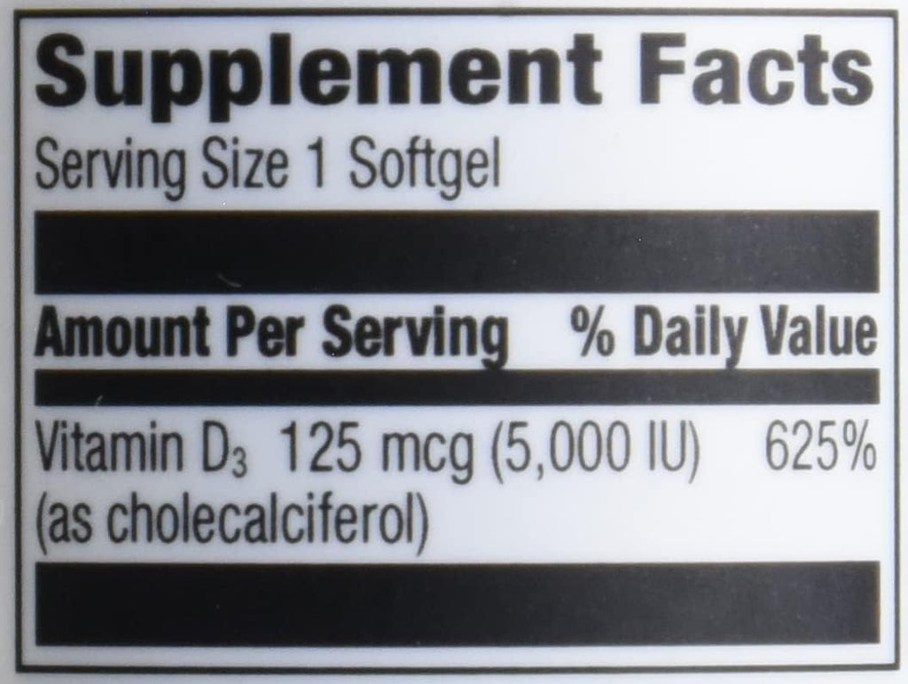 High potency Vitamin D3 125 mcg