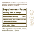 High potency Vitamin D3 125 mcg
