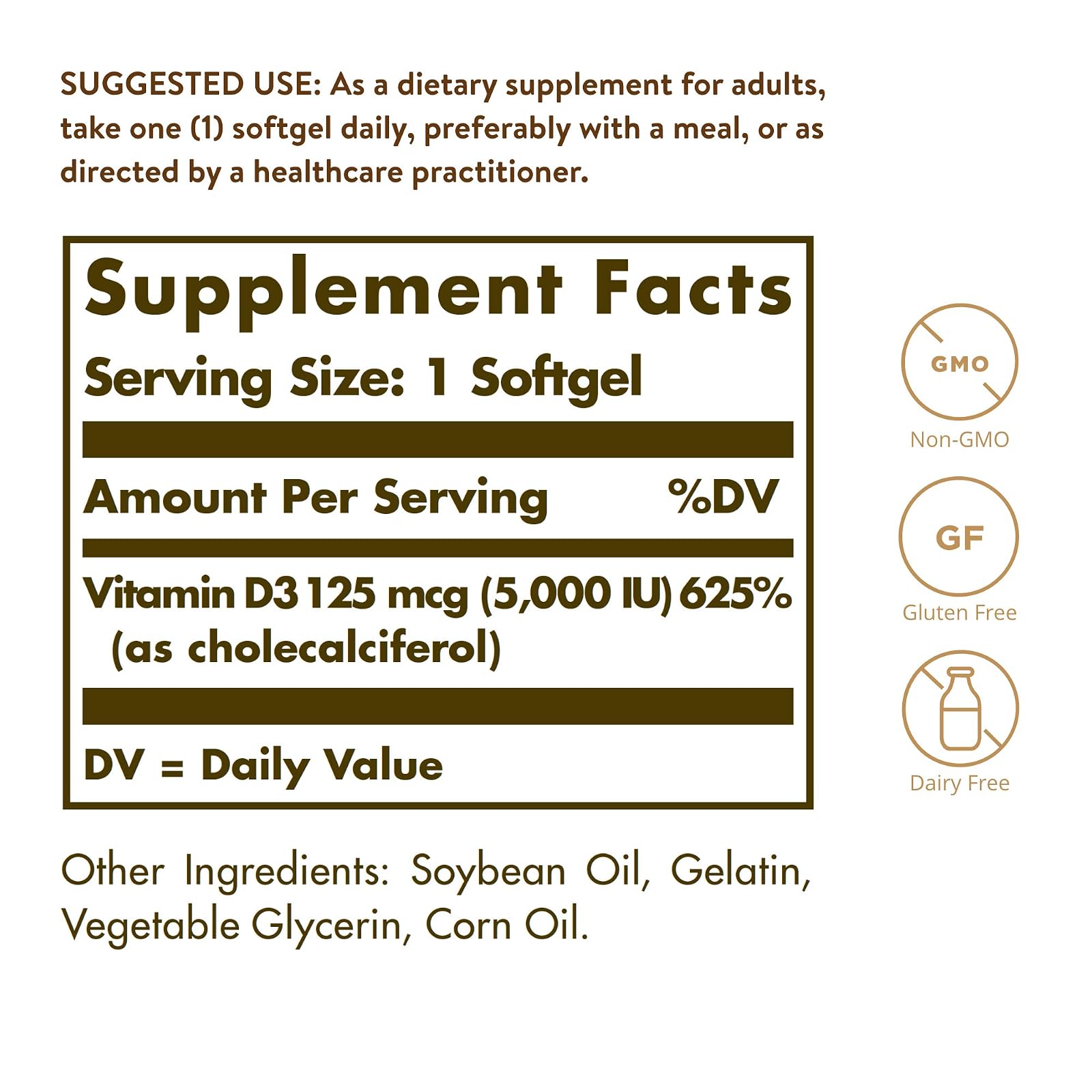 High potency Vitamin D3 125 mcg