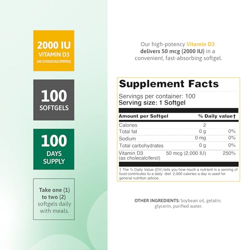 High potency Vitamin D3 2000 IU
