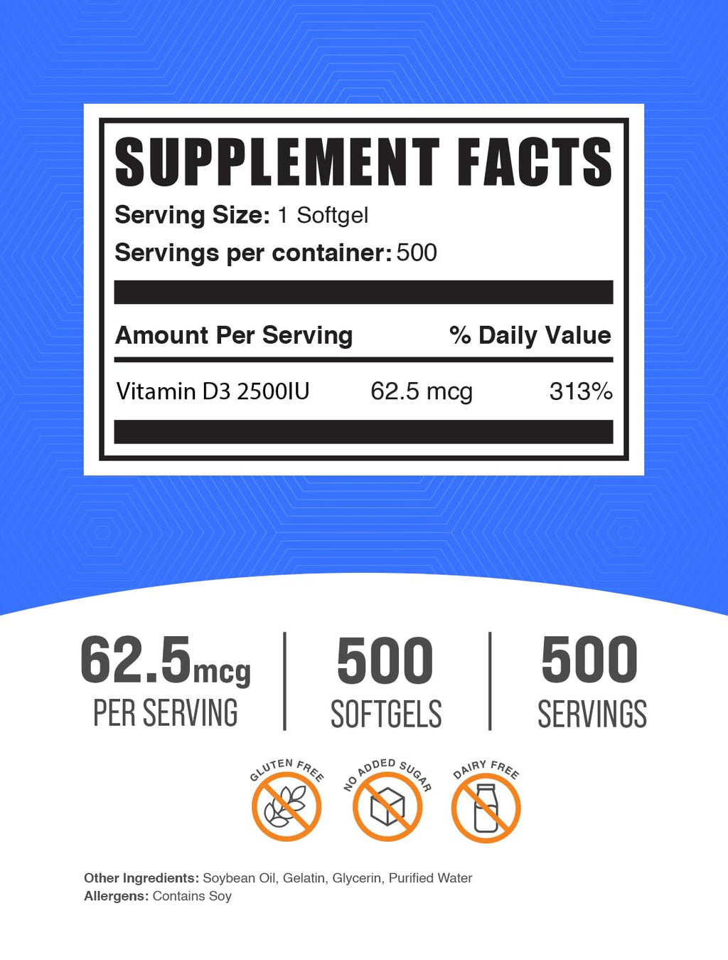 High potency Vitamin D3 2500 IU