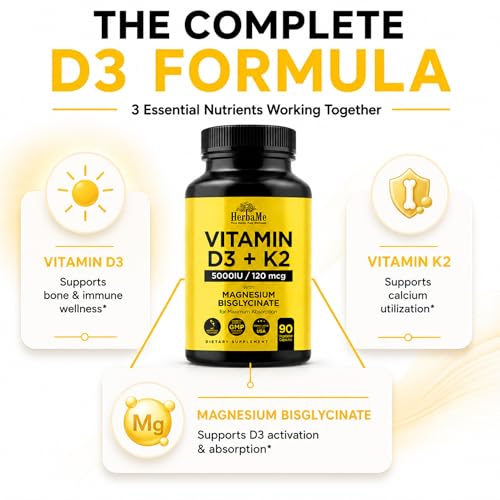 High potency vitamin D3 K2 capsules