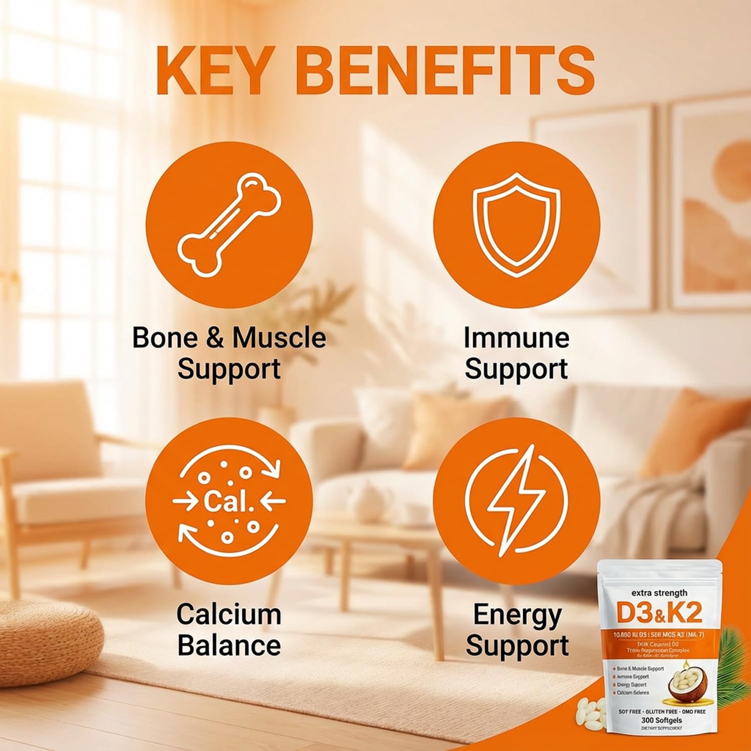 High potency Vitamin D3 K2 complex