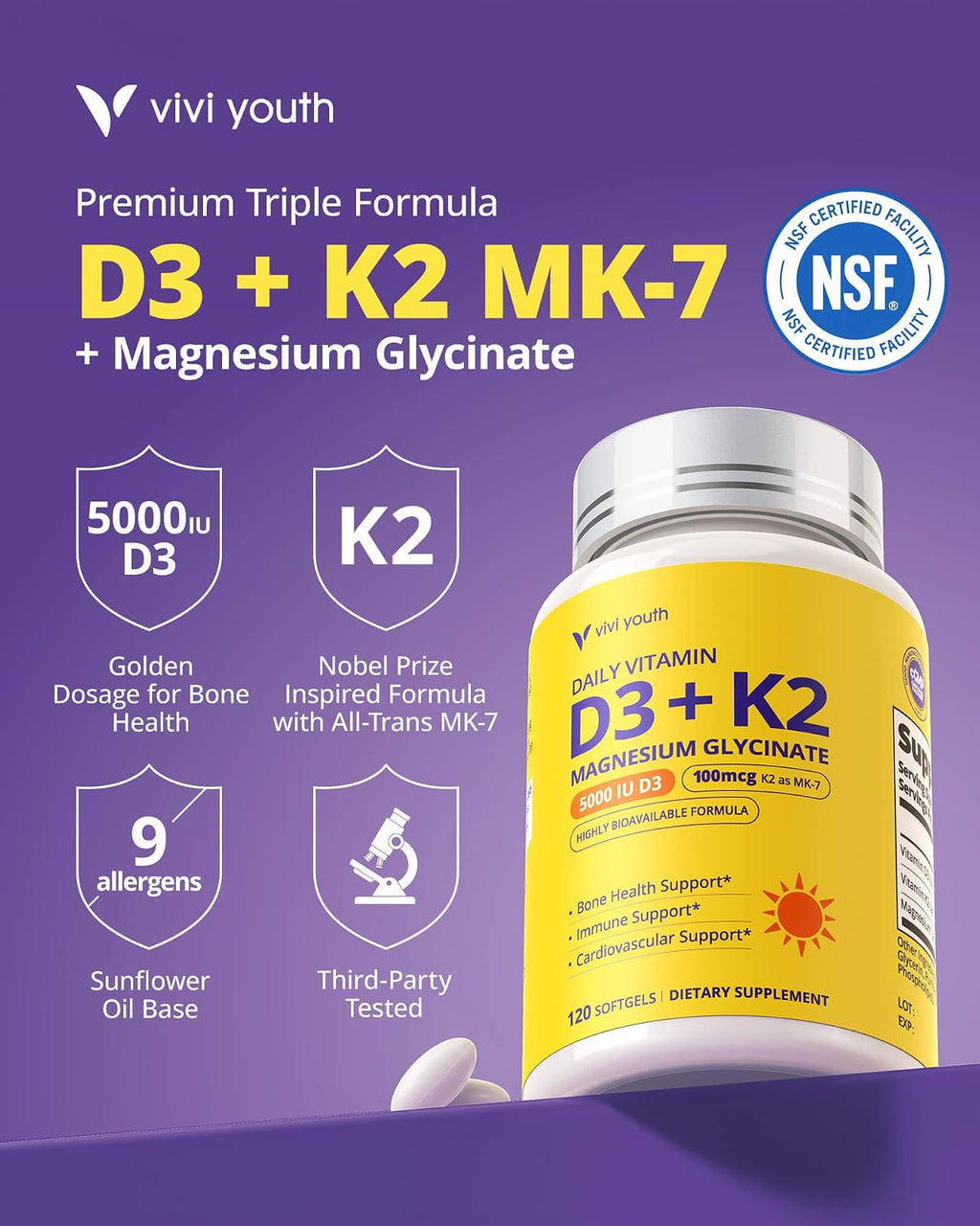 High potency Vitamin D3 K2 formula