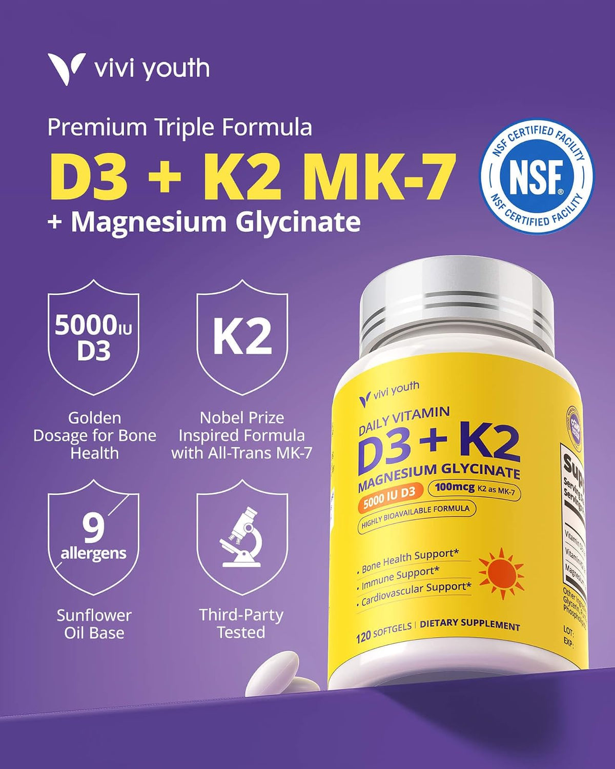 High potency Vitamin D3 K2 formula