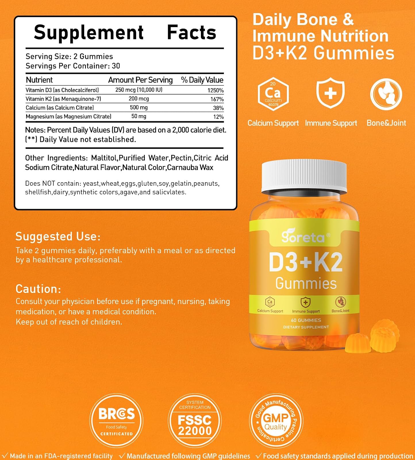 High potency Vitamin D3 K2 gummies