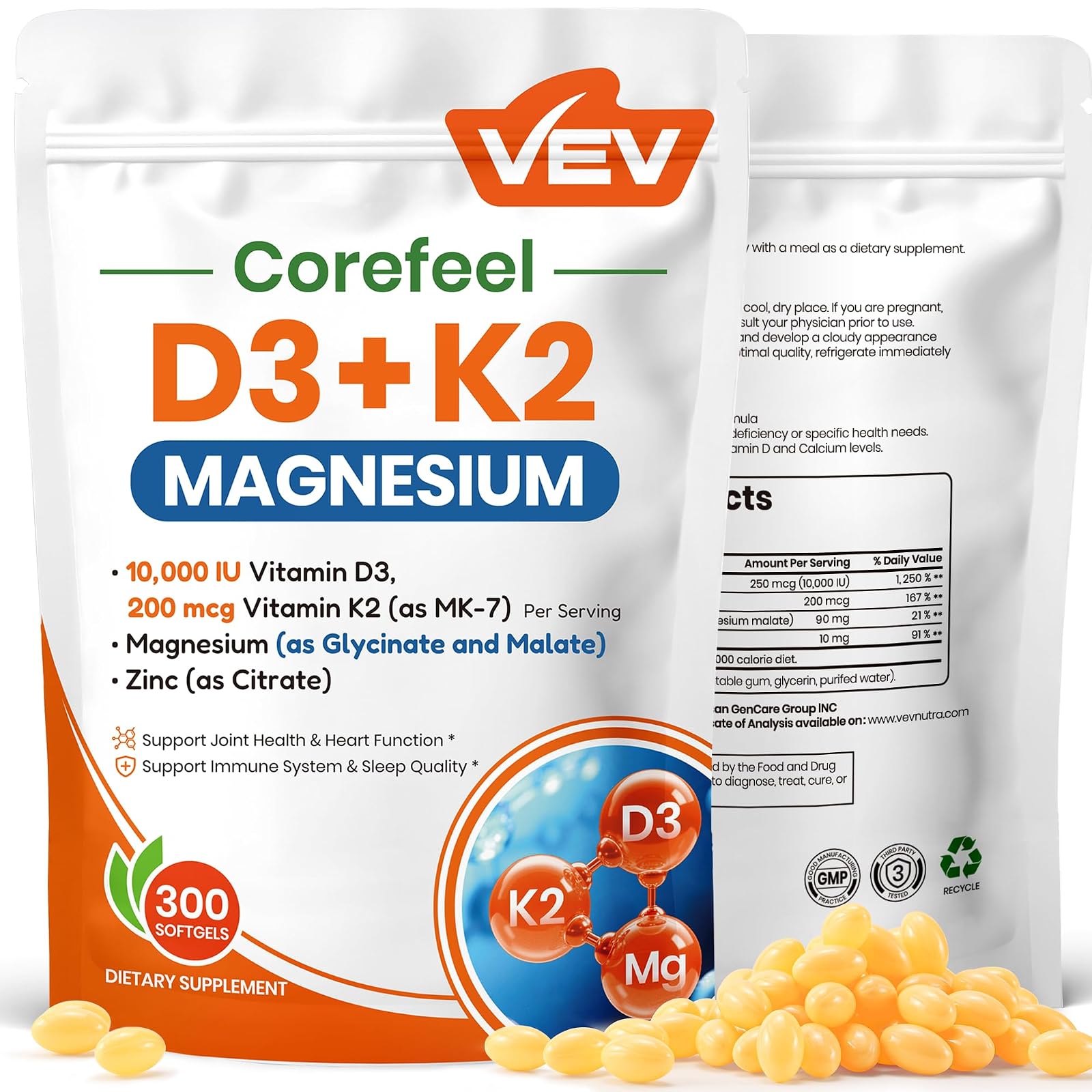 high potency vitamin D3 K2 softgels
